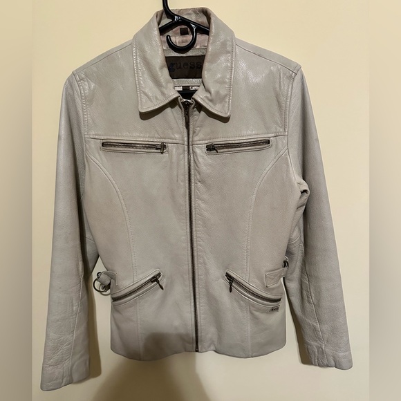 Guess | Jackets & Coats | Vintage Guess White Leather Jacket With Extra ...